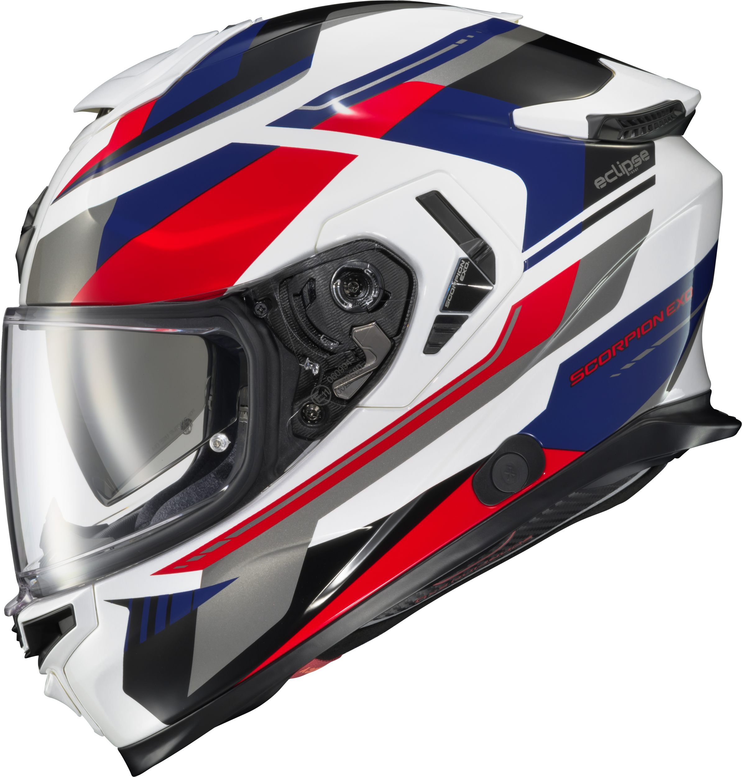 Scorpion EXO ECL-1104 Exo Eclipse Full Face Helmet Lunar White/Red/Blu ...